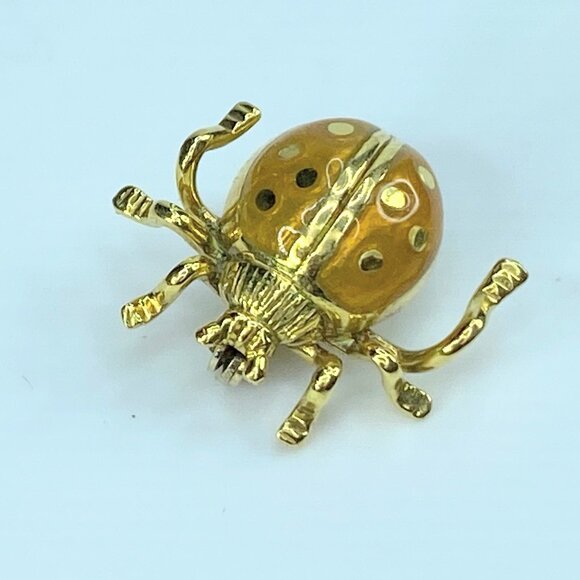 Jewelry | 18k Yellow Gold Ladybug Yellow Enamel Pin 36gm Jr8472 | Poshmark